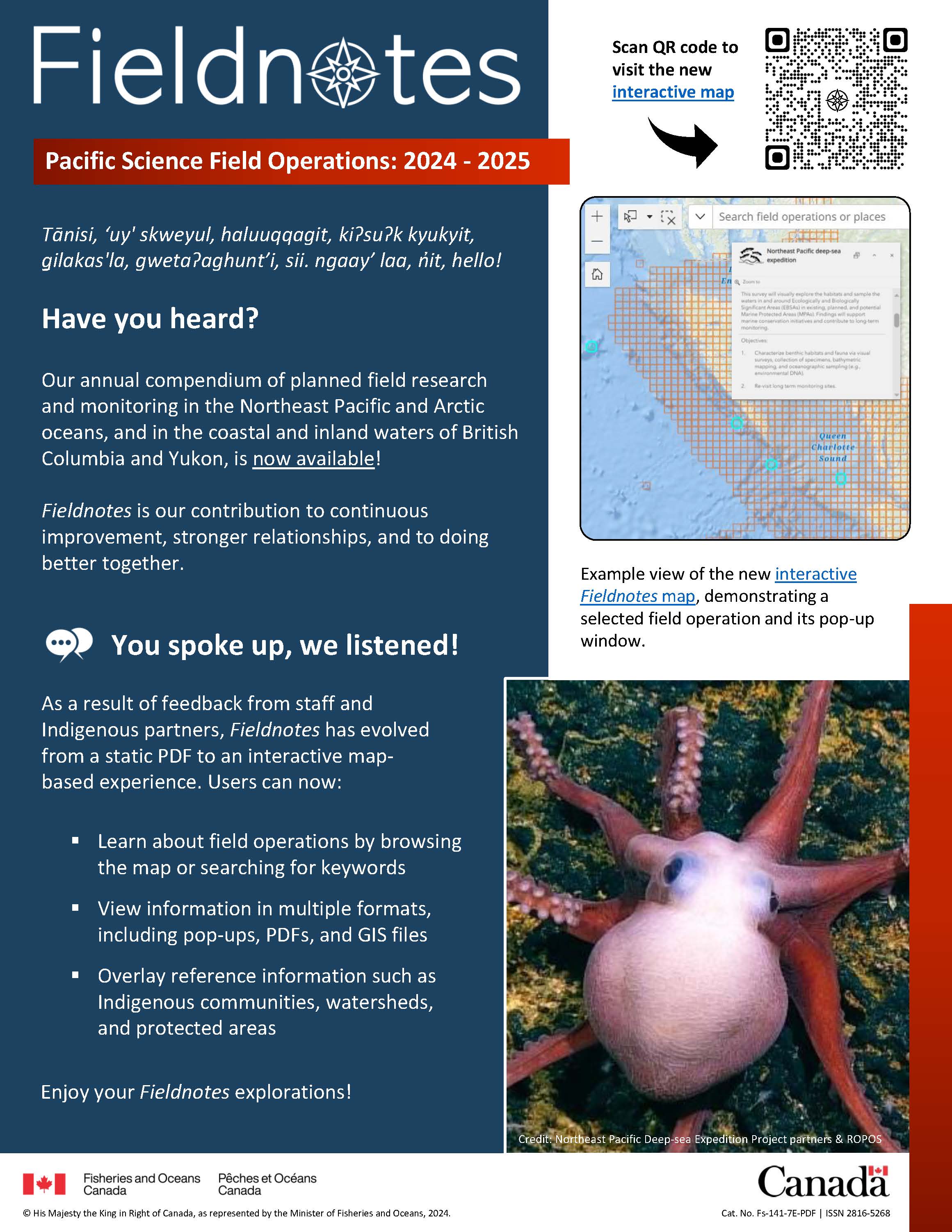 Fieldnotes 2024 to 2025: Map companion | Pacific Region | Fisheries and ...